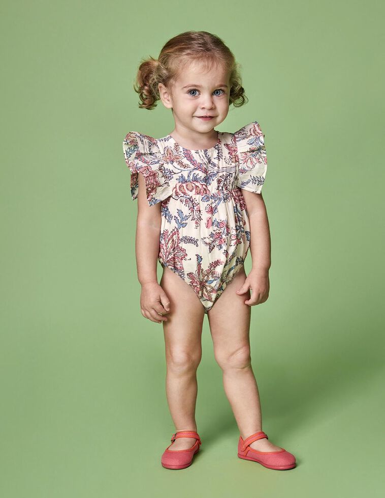 Calções para bebé flores branco para bebé | Gocco